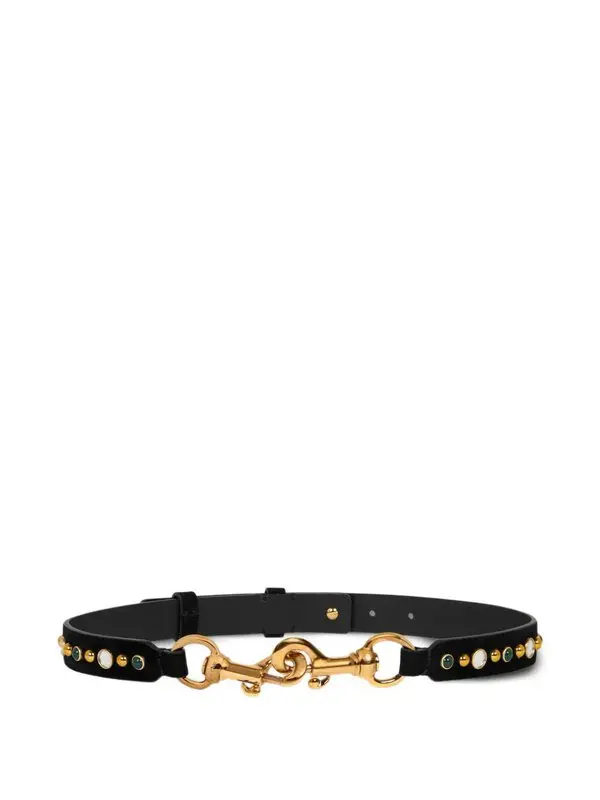Etro Suede Pony Belt With Jewel Studs - Black
