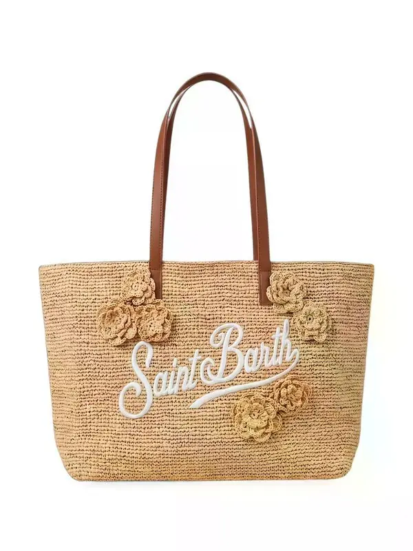 MC2 SAINT BARTH City Floral-appliqué Shoulder Bag - Neutrals