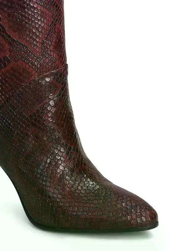 CASTAGNA Snake-effect Knee-high Boots - Red