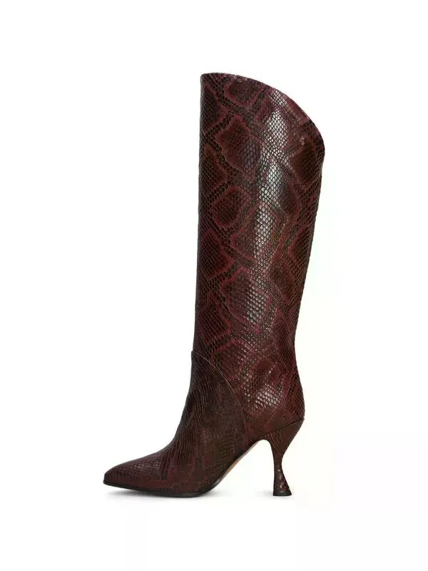 CASTAGNA Snake-effect Knee-high Boots - Red