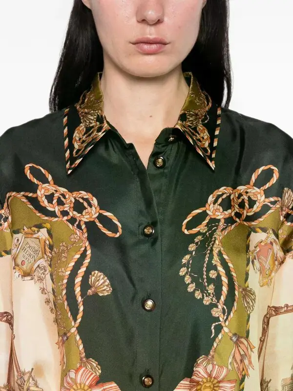 Zimmermann Valiant Graphic-print Silk Shirt - Green