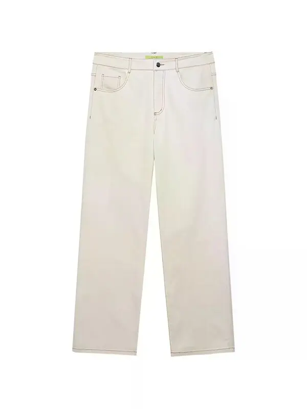 Shanghai Tang Contrast Stitch Straight Leg Jeans