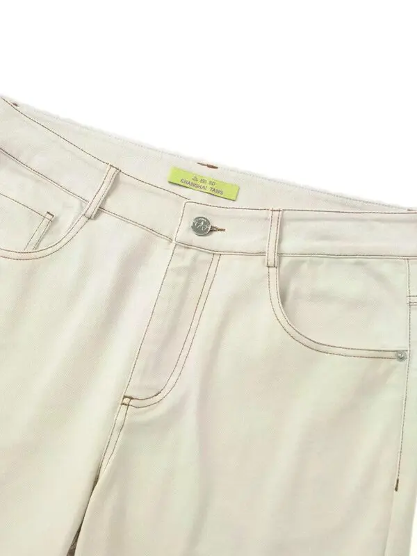Shanghai Tang Contrast Stitch Straight Leg Jeans