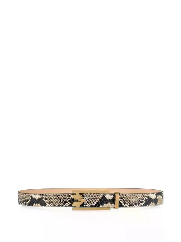 Victoria Beckham Dorian Snake-print Leather Belt - Neutrals