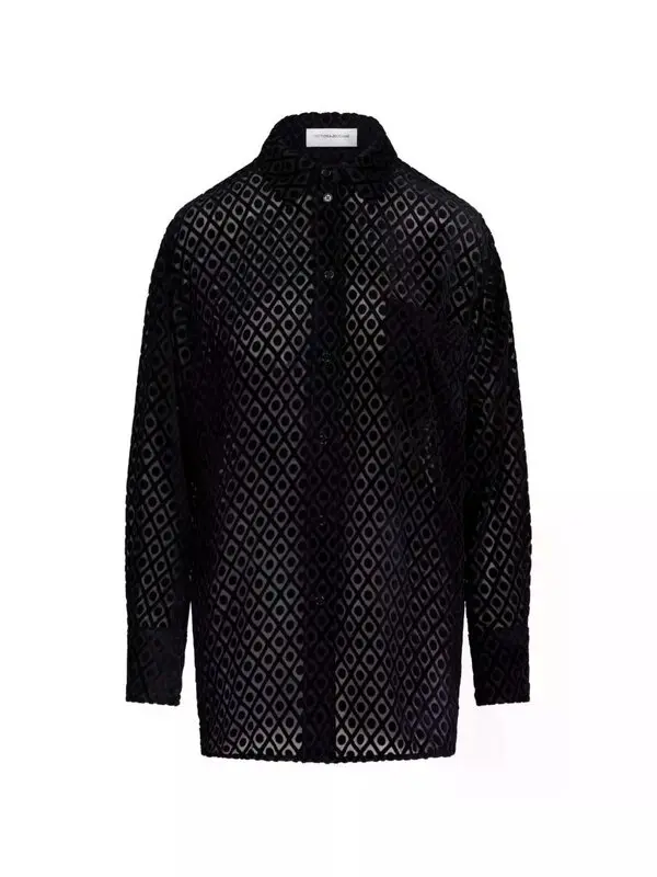 Victoria Beckham Remi Geometric Pattern Shirt - Black