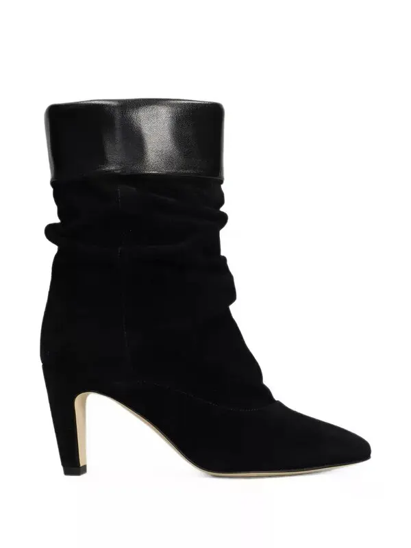 THE SELLER Leather-trim Suede Ankle Boots - Black