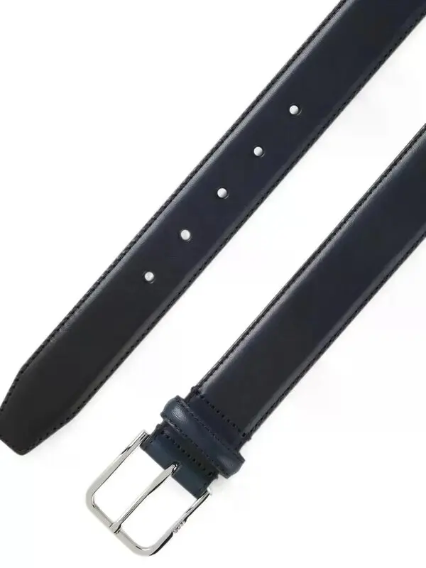 BOSS Leather Business Belt With Polished Silver Buckle