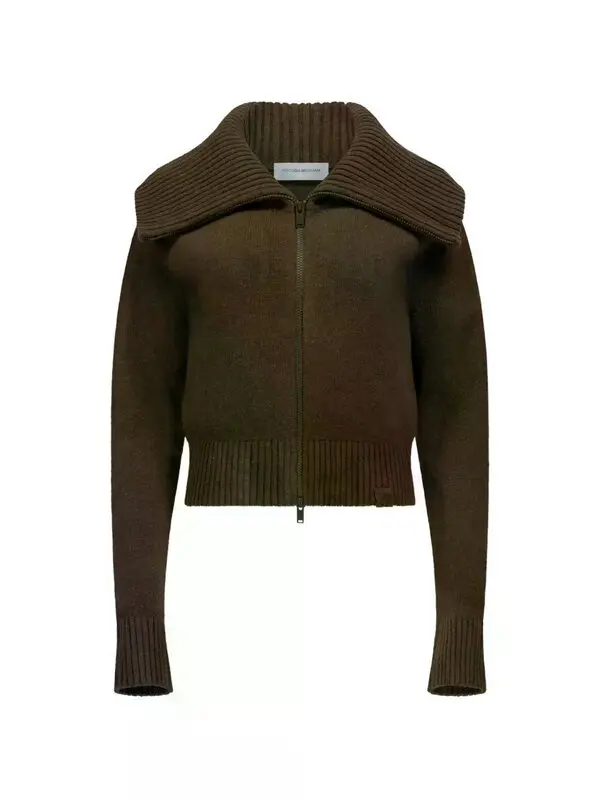 Victoria Beckham Wide-collar Zip-up Cardigan - Green