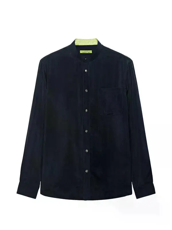 Shanghai Tang Fortune Mandarin-collar Chest-pocket Shirt - Blue