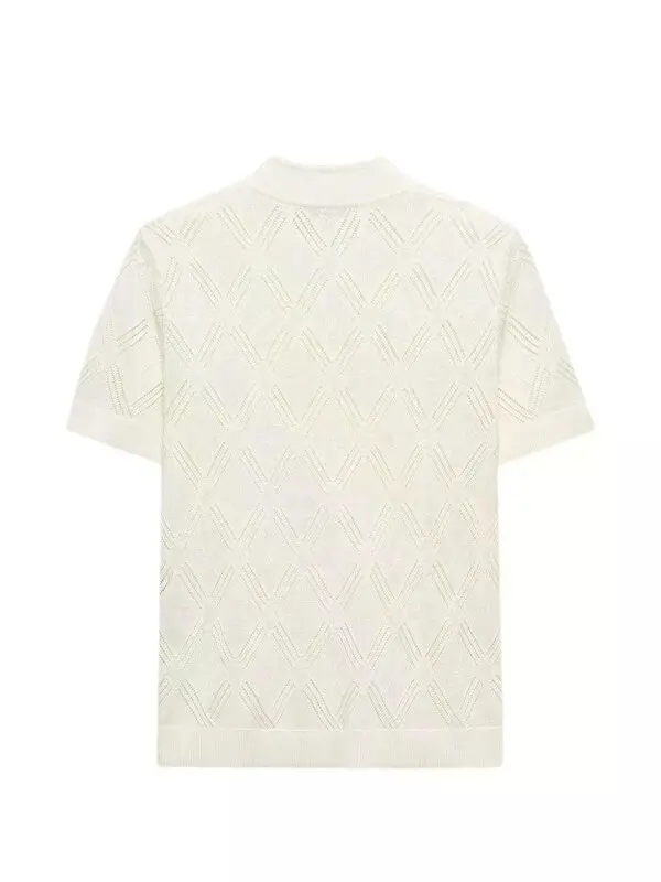 Shanghai Tang Openwork Knit Mandarin Collar Top