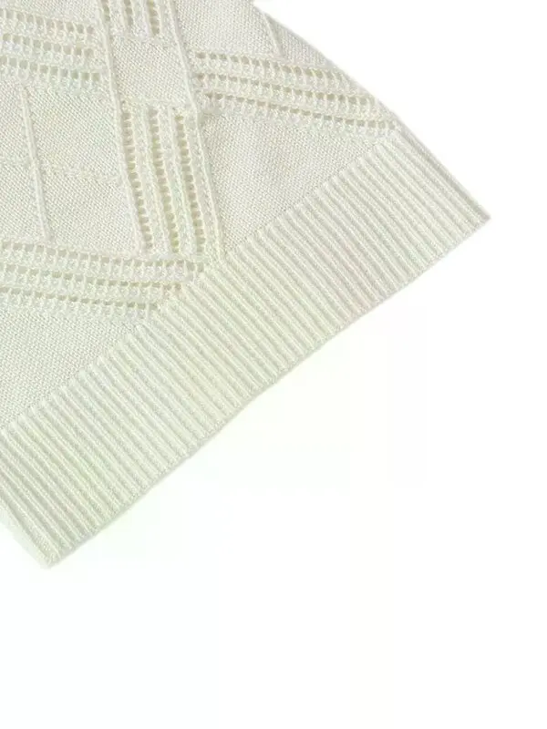 Shanghai Tang Openwork Knit Mandarin Collar Top