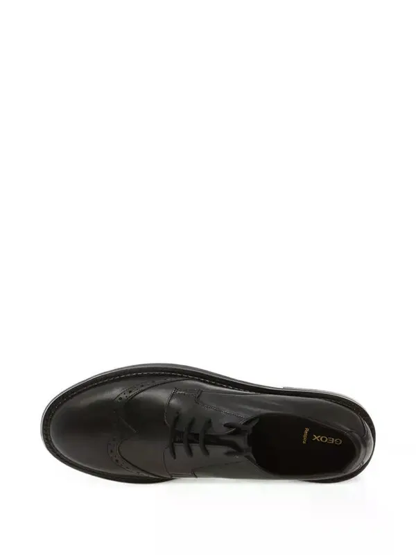 Geox Serilda Brogue-detail Leather Derby Shoes - Black