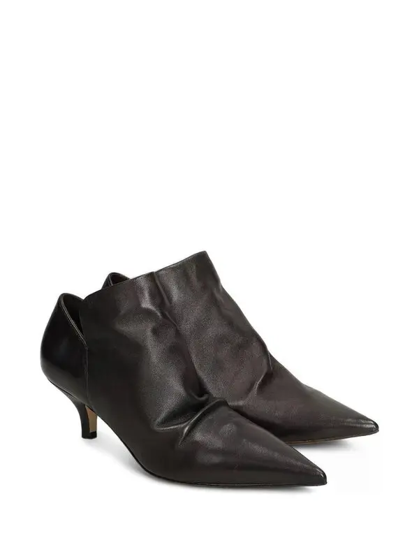 THE SELLER Ruched Pointed-toe Ankle Boots - Brown