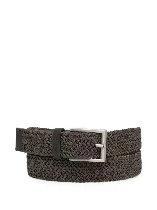 Armani Exchange Braided Leather-trim Belt - Brown