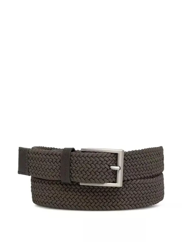 Armani Exchange Braided Leather Trim Belt - Brown