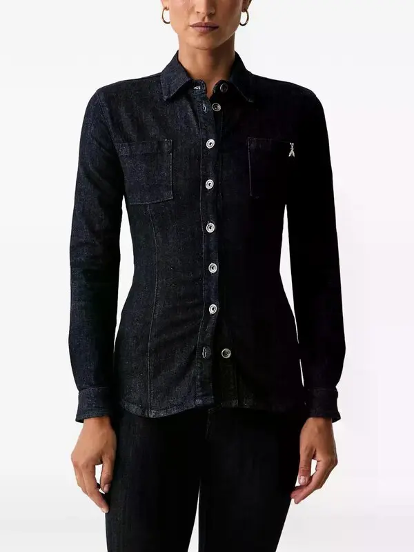 Patrizia Pepe Fly Logo Plaque Denim Shirt
