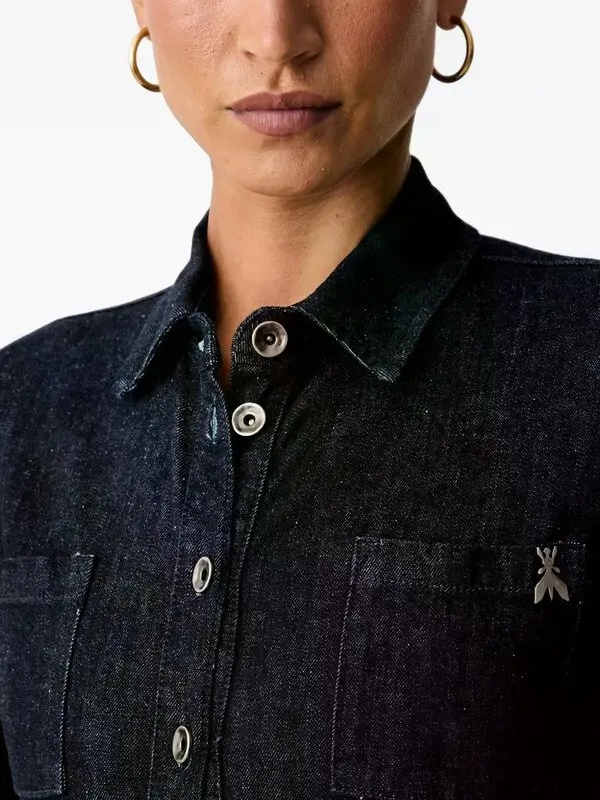 Patrizia Pepe Fly Logo Plaque Denim Shirt