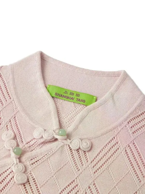 Shanghai Tang Silk Openwork Knit Top - Pink