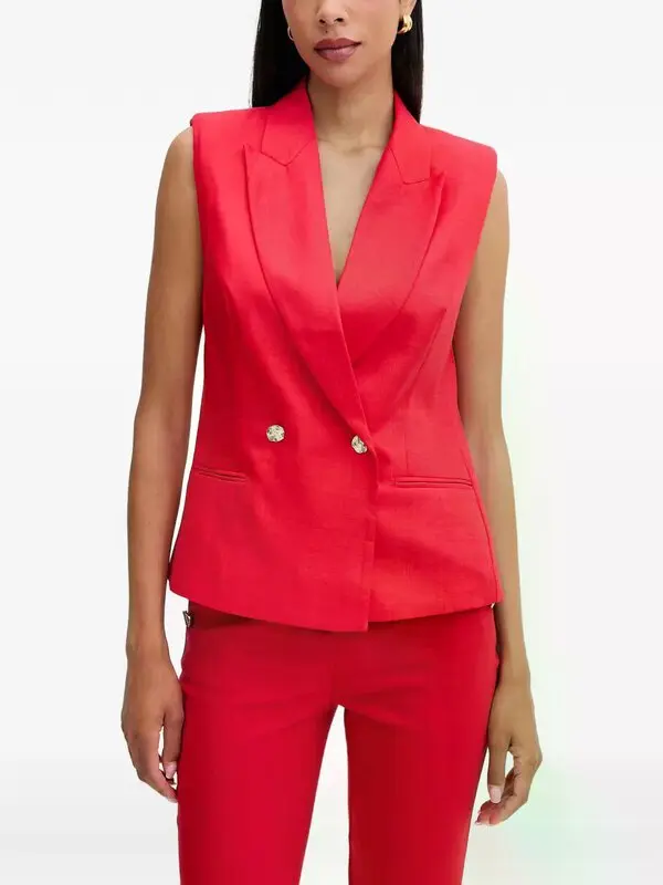 MORGAN Double-breasted Sleeveless Top - Red