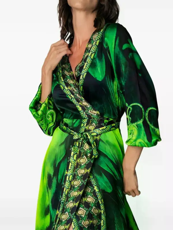 MIAU BY CLARA ROTESCU Snake-print Wrap Maxi Dress