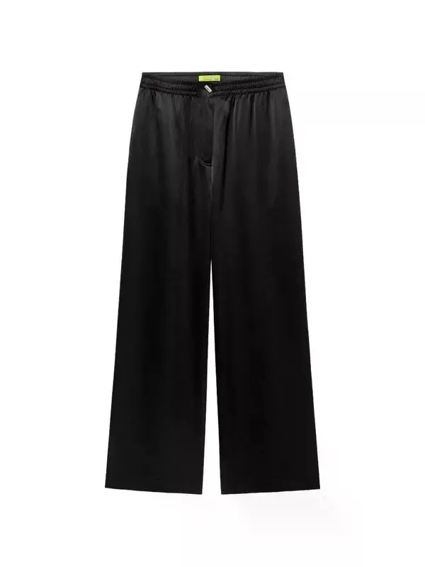 Shanghai Tang Wide-leg Mulberry Silk Trousers - Black