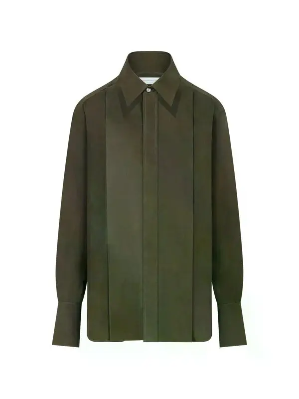 Victoria Beckham Silk Cut-out Shirt - Green