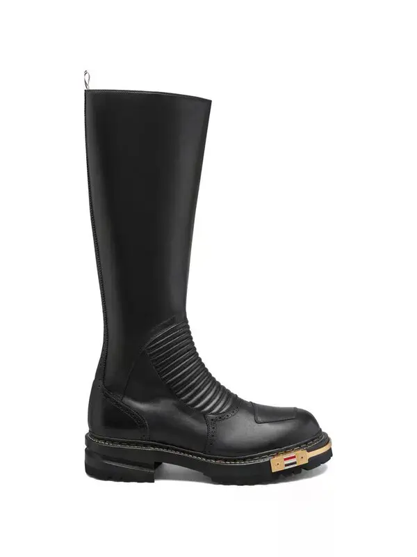 Thom Browne Leather Moto Knee-high Boots - Black