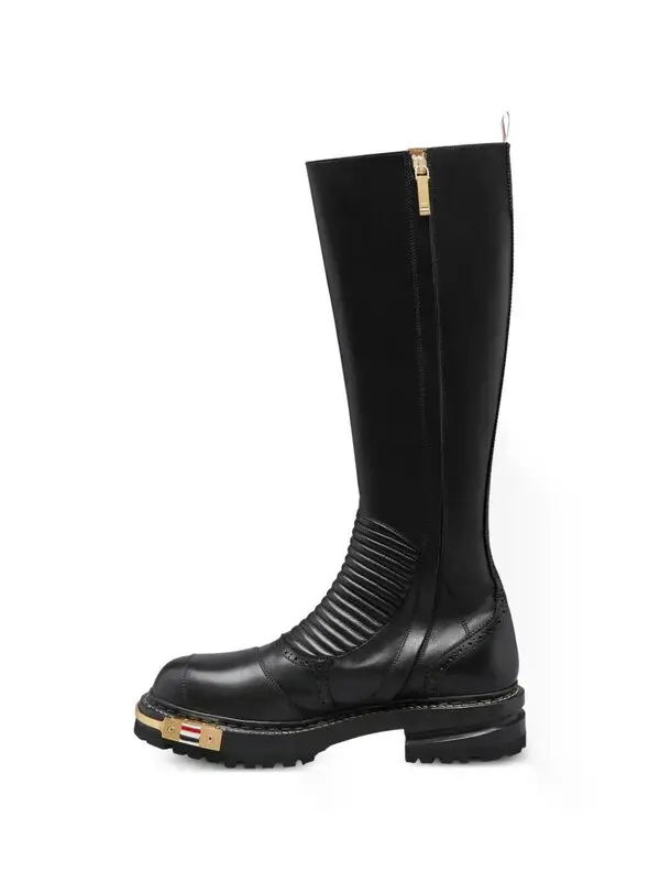 Thom Browne Leather Moto Knee-high Boots