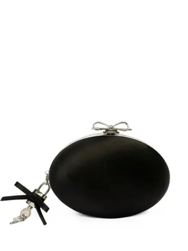 SELF-PORTRAIT Bow-clasp Clutch Bag - Black