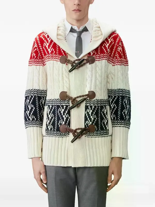 Thom Browne Chunky Cashmere Fair Isle Jacquard Duffle Jacket