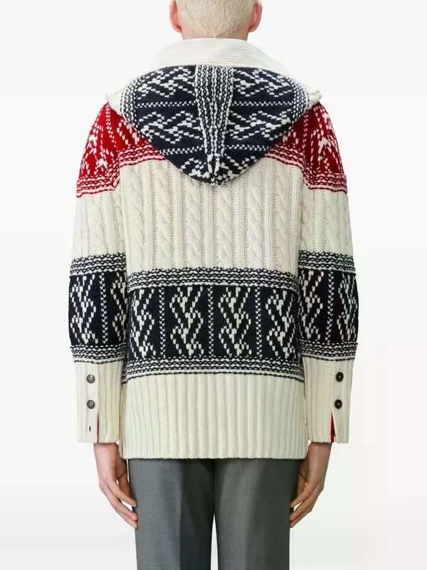 Thom Browne Chunky Cashmere Fair Isle Jacquard Duffle Jacket