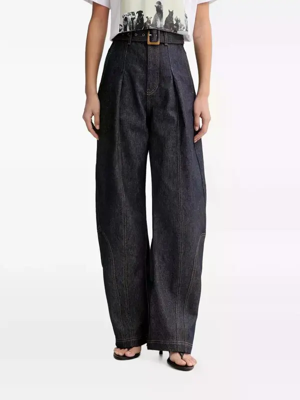 Munthe Nanina Belted Pleated Jeans - Blue