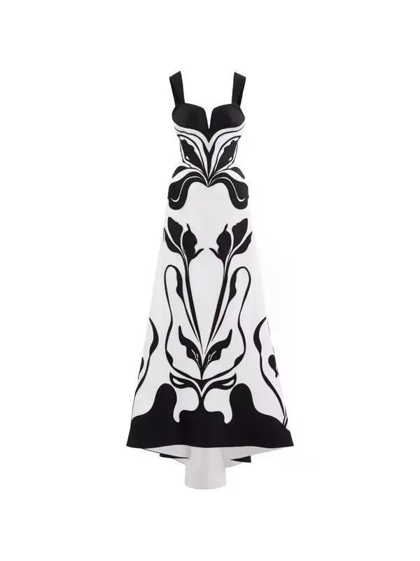 SAIID KOBEISY Laser Cut Scuba Maxi Dress - White