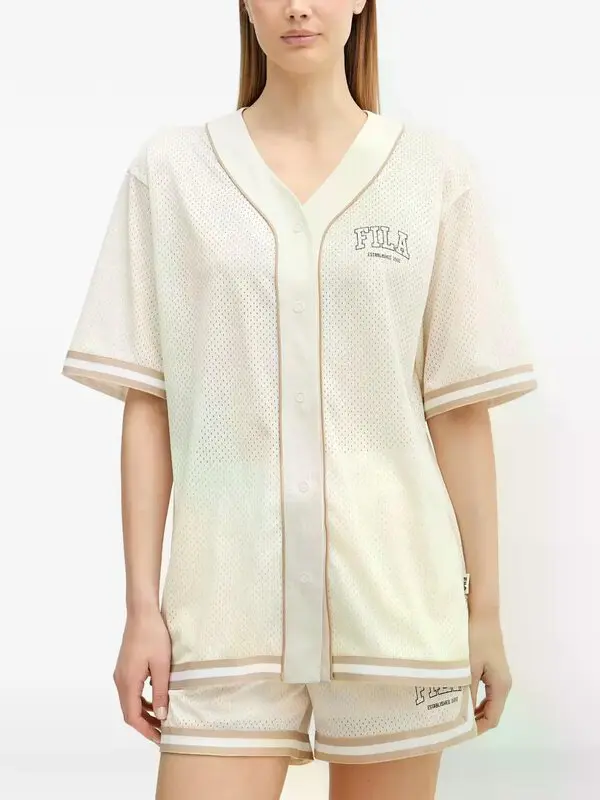FILA Villanova Logo-print Mesh-knit T-shirt - Neutrals