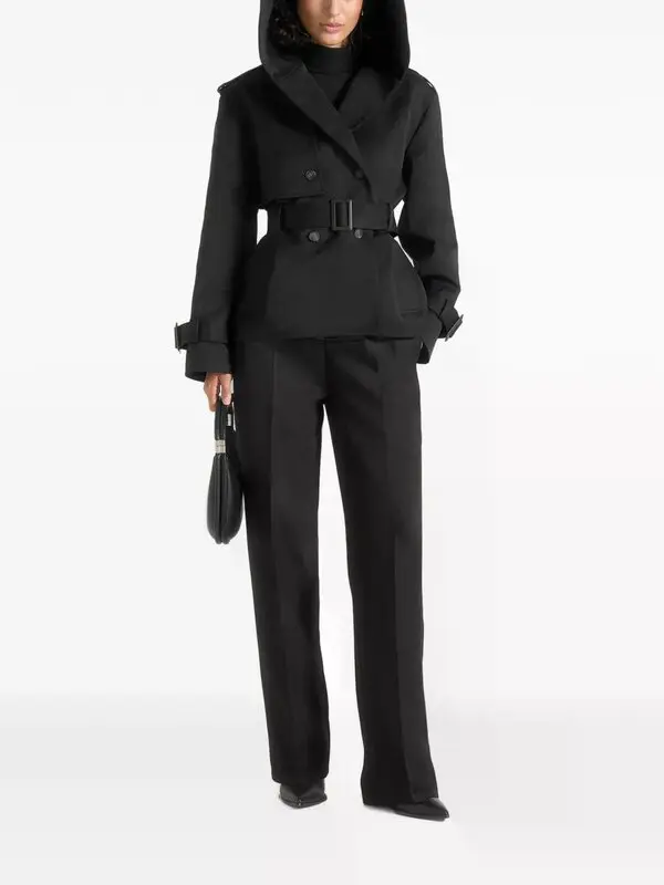 Manière De Voir Kassidy Hooded Double-breasted Wool-blend Trench Coat - Black