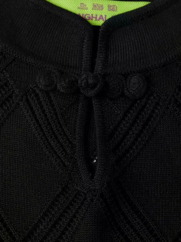 Shanghai Tang Openwork-knit Silk Top