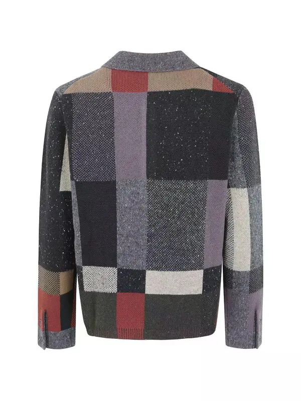 Paul Smith Patchwork Pattern Cardigan - Grey