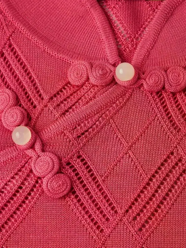 Shanghai Tang Silk Openwork Knit Top