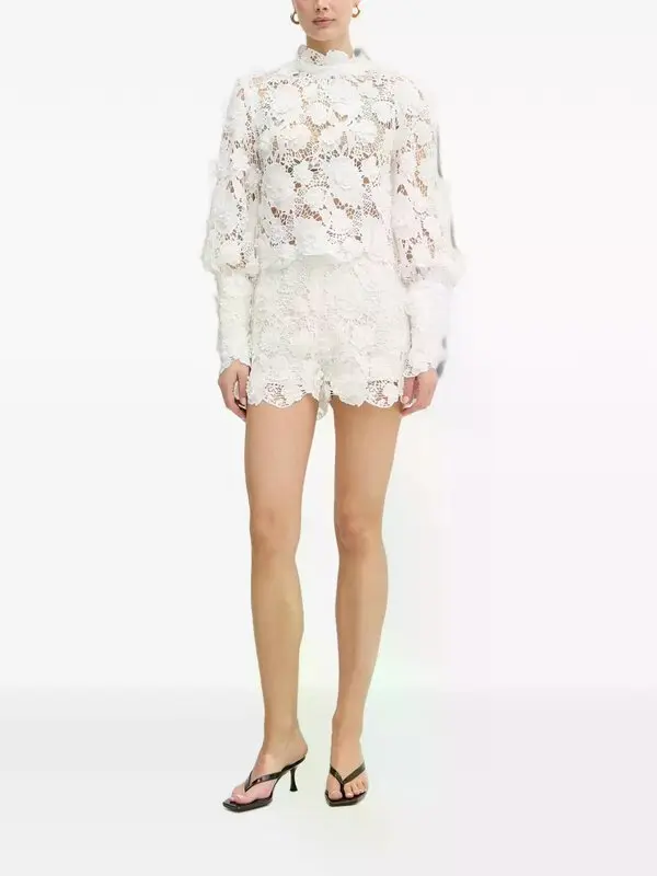 Bardot Georgia Floral-lace High-neck Blouse - White