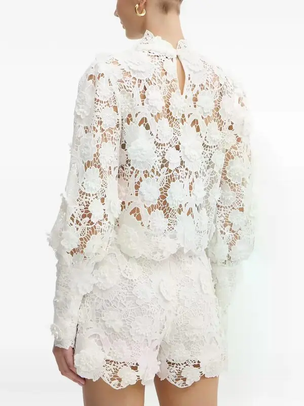 Bardot Georgia Floral-lace High-neck Blouse