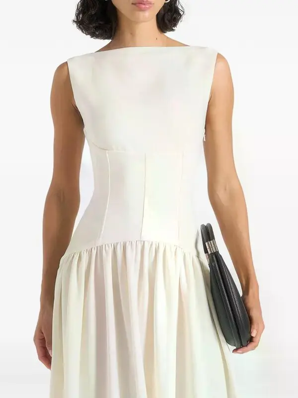 Manière De Voir Zadie In Cream Boat-neck Corset Maxi Dress - Neutrals