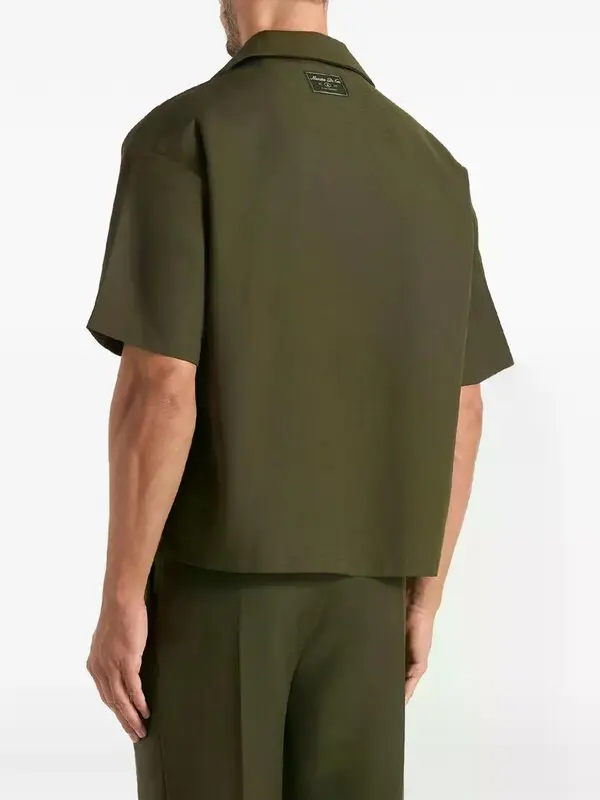 Manière De Voir Abel In Olive Boxy Twill Double-breasted Shirt - Green