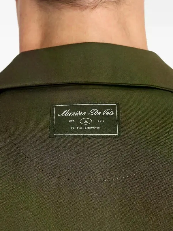Manière De Voir Abel In Olive Boxy Twill Double-breasted Shirt - Green