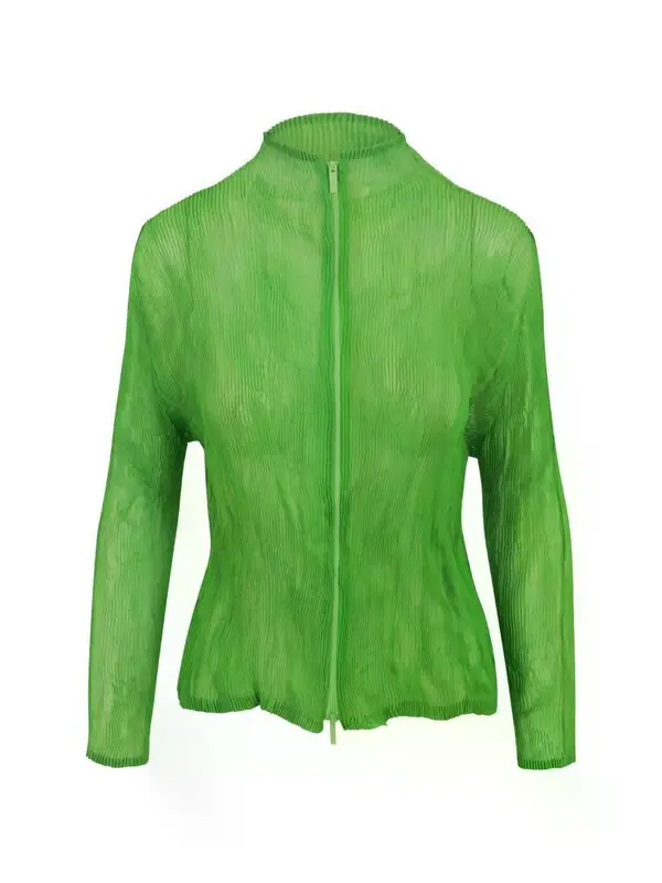Issey Miyake Plissé-effect Zip-up Jacket - Green