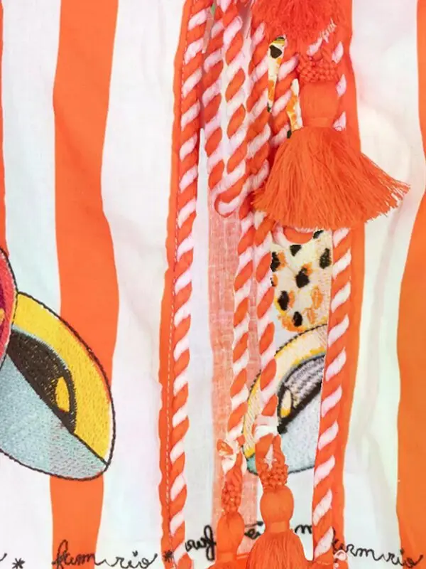 Farm Rio Embroidered Striped Blouse