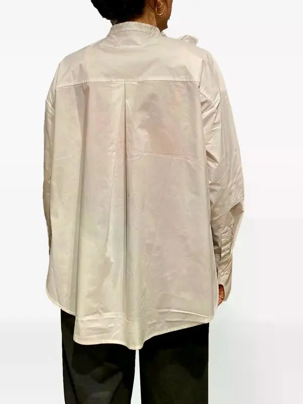 PSOPHIA Mandarin Collar Shirt With Removable Floral Applique - White