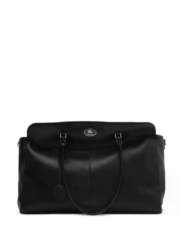 Burberry Knight Stamp Leather Tote Bag - Black