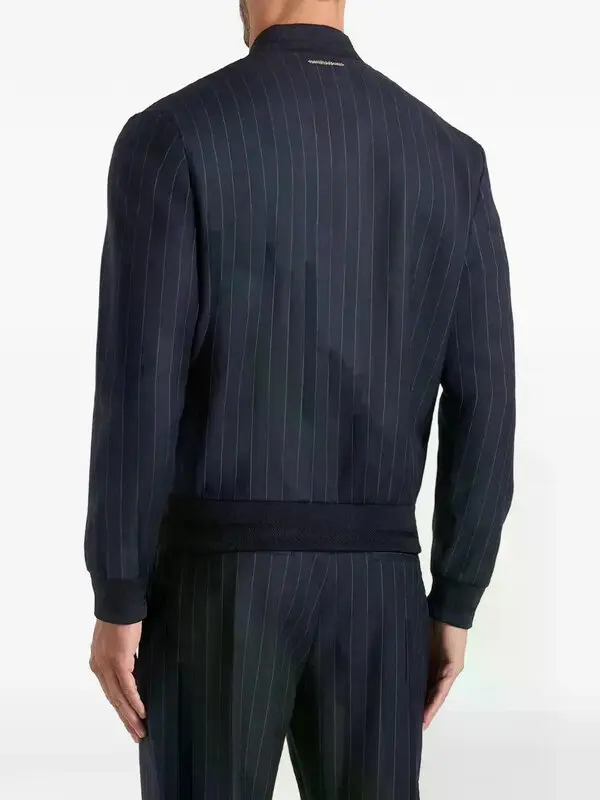 Manière De Voir Savin In Navy Pinstripe Bomber Jacket