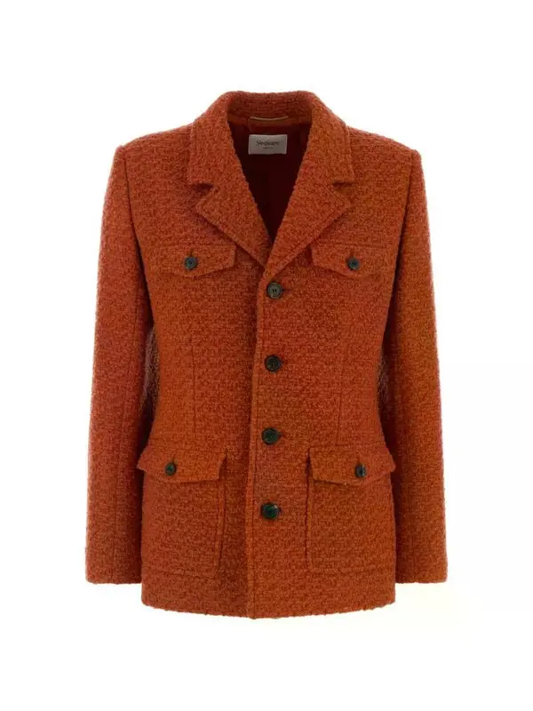 Saint Laurent Single-breasted Tweed Jacket - Orange