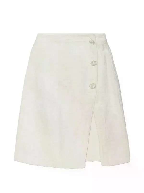 SELF-PORTRAIT Embellished Slit Mini Skirt - White